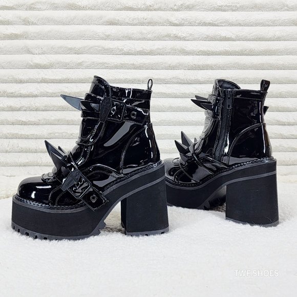 Demonia | Shoes | Demonia Assault Shiny Black Patent Claw Spiked ...